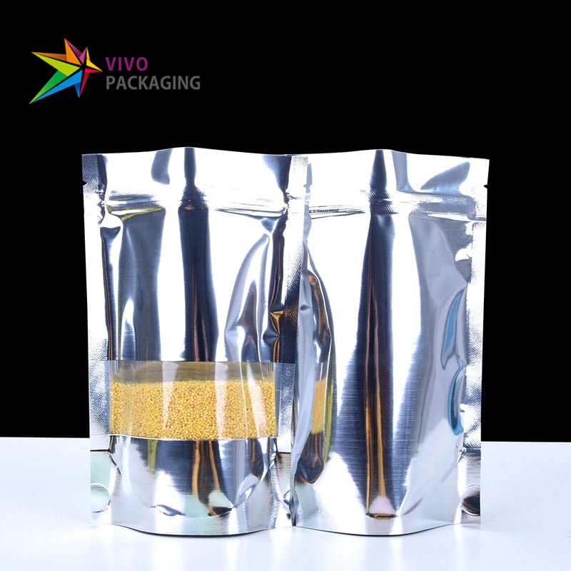150g Clear Window/Kraft Paper Stand Up Pouch with Zipper (100 pcs ...