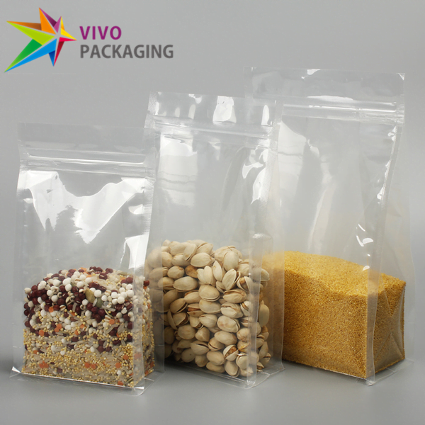1kg Kraft Paper Flat Bottom Bag with Zipper, Rectangular Window ...