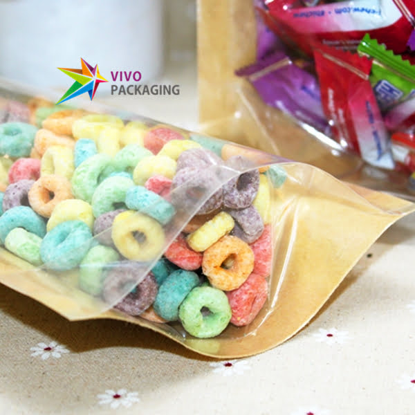 250g Clear Window/Kraft Paper Stand Up Pouch with Zipper (100 pcs ...