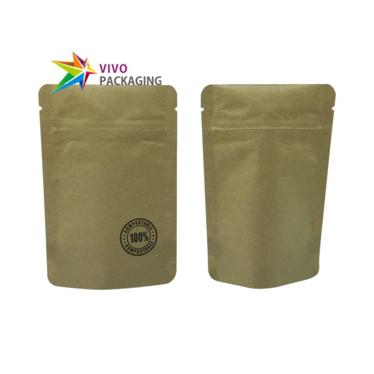 28g Biodegradable Stand Up Pouch with Zipper | 100% Compostable