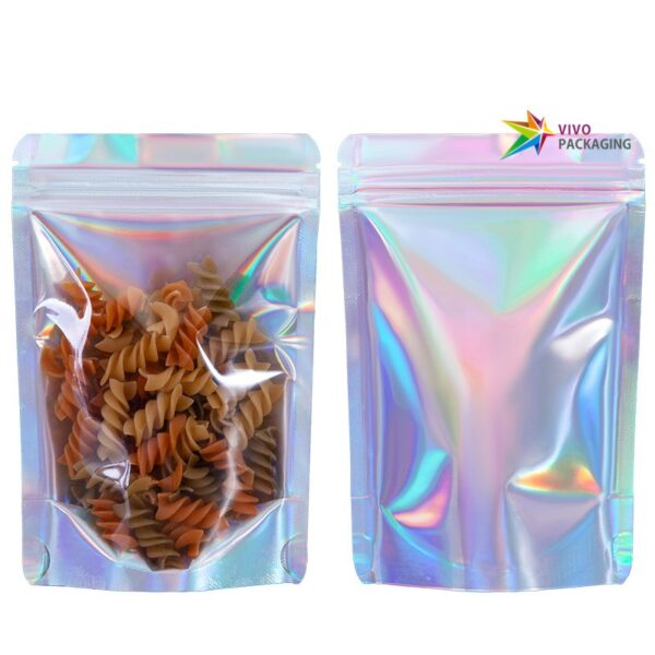 50g Holographic Rainbow Stand Up Pouch with Zipper, Foil Lined (100 pcs ...