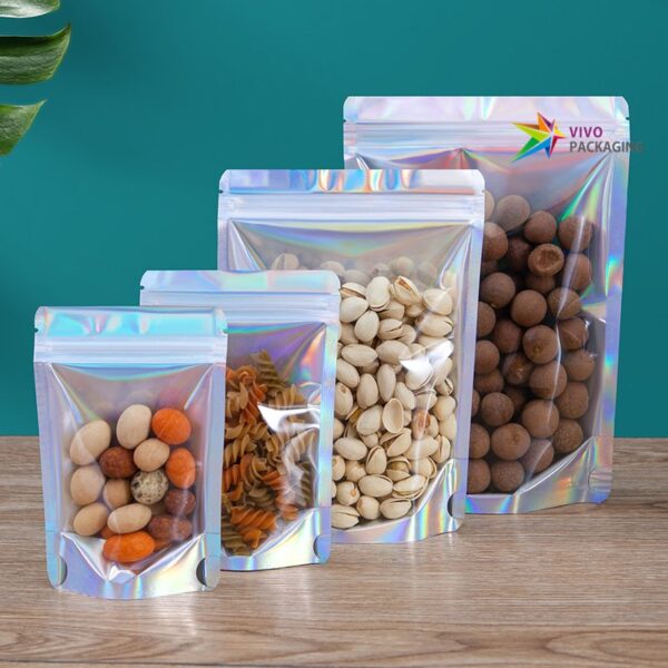 150g Holographic Rainbow Stand Up Pouch with Zipper, Foil Lined (100 ...